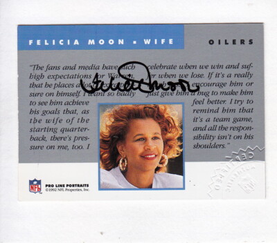 1992 Pro Line Portraits FELICIA MOON Authentic Autograph - Wife of ...