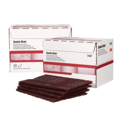 3M 7447 7447B Scotch-Brite Maroon Hand Pads 6 in x 9 in, 40/Pads, 2 ...