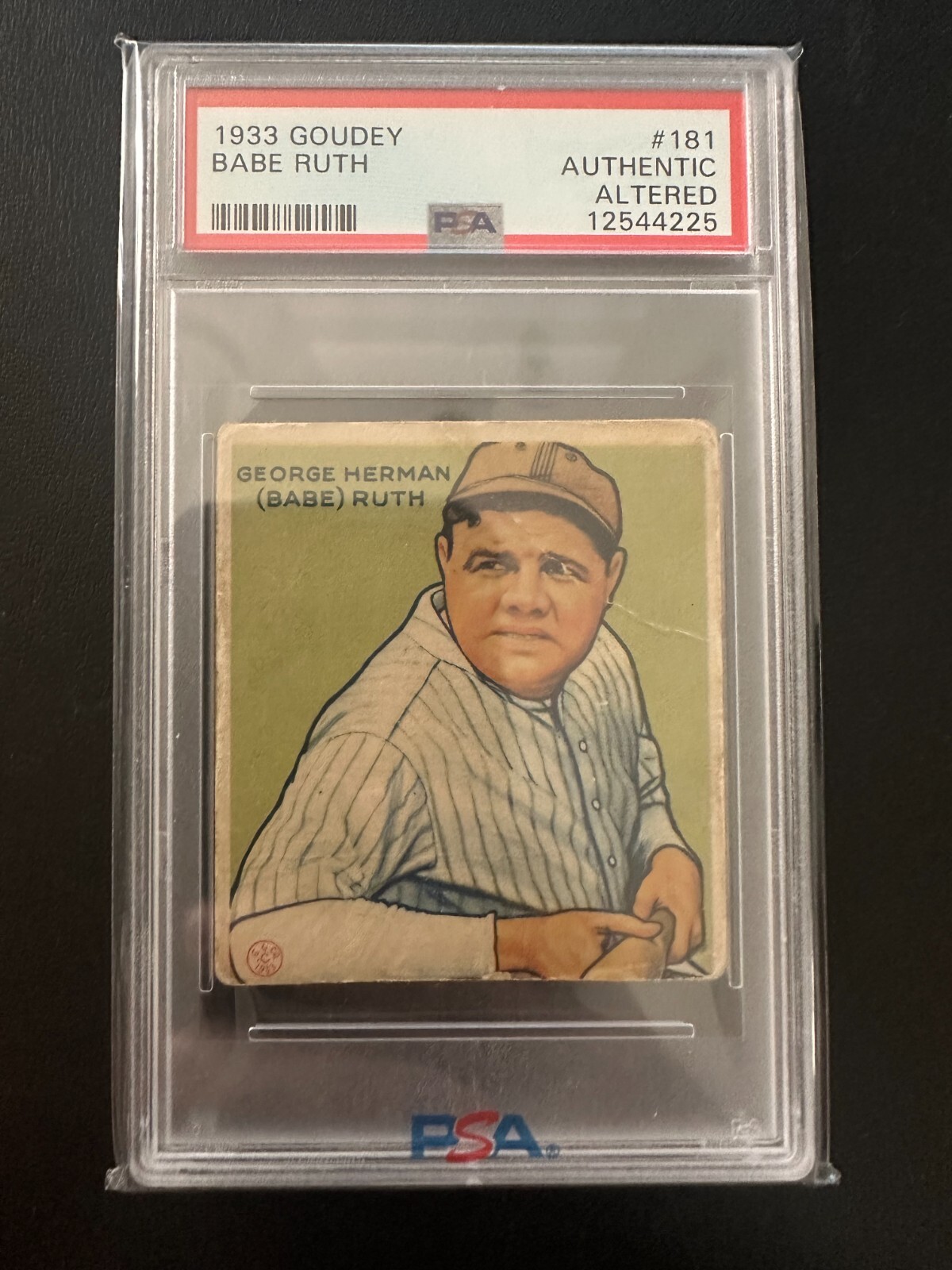 1933 Goudey Big League Chewing Gum Babe Ruth #181 PSA Authentic Yankees ...