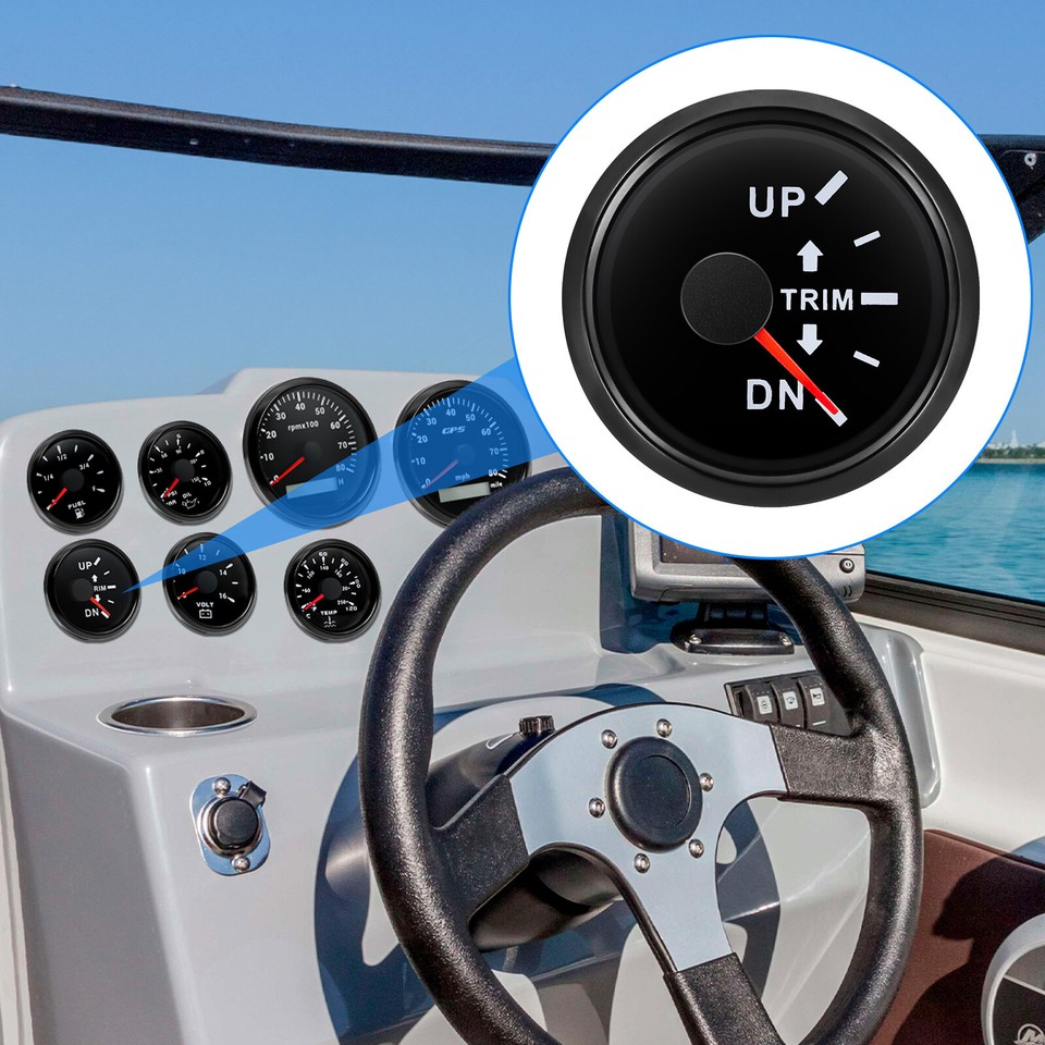 52mm Boat Trim Gauge 0-190ohms 7 Color Marine Trim Tilt Indicator Up ...