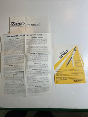 Estes Flying Model Rocket Astron Scout Face Card & Instructions ...