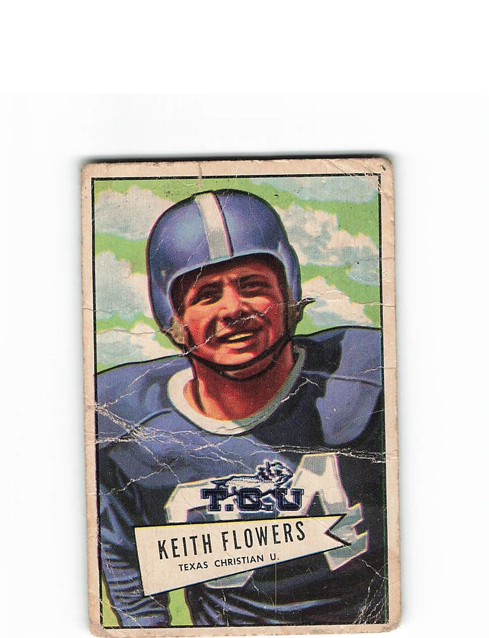 1952 BOWMAN SMALL KEITH FLOWER #115 ROOKIE LIONS TEXAS CHRISTIAN LOW ...