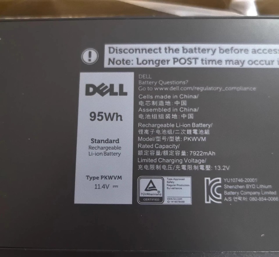 OEM PKWVM Battery For Dell Precision 7750 7760 7550 7560 68ND3 0CR72X ...