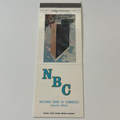 NBC National Bank of Commerce Dallas TX Vintage Matchbook Cover TB6-MB2 ...