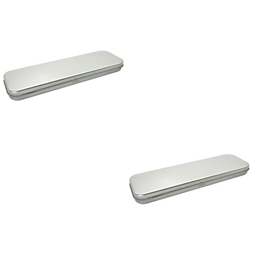 2 Pcs Pencil Case Travel Container Silver Tin Pens Pencils Boxes for ...