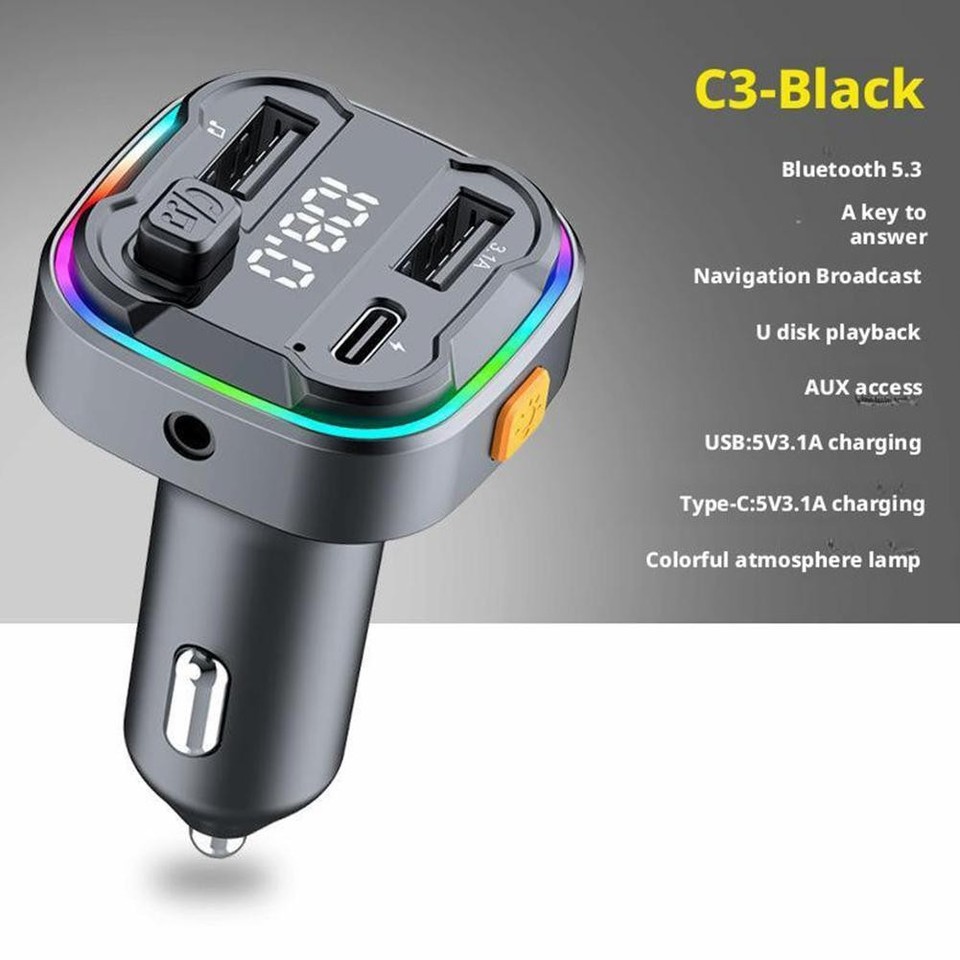 Car Bluetooth Player with Dual USB Charger and Colorful Atmosphere ...