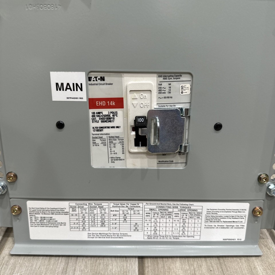 ⚡️Eaton PRL2A 100 AMP Panelboard 480Y/277V 3-Phase 4W 42ckt W/Breakers ...