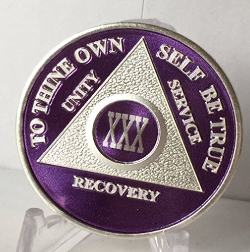 Purple & Silver Plated 30 Year AA Chip Alcoholics Anonymous Medallion ...