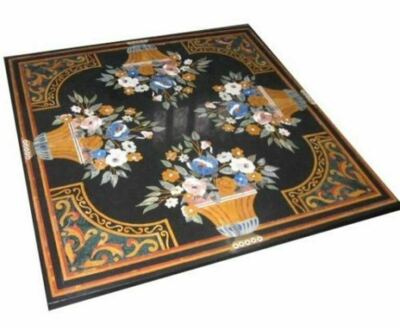 2' black Marble Dining Coffee corner Center inlay Table Top antique ...