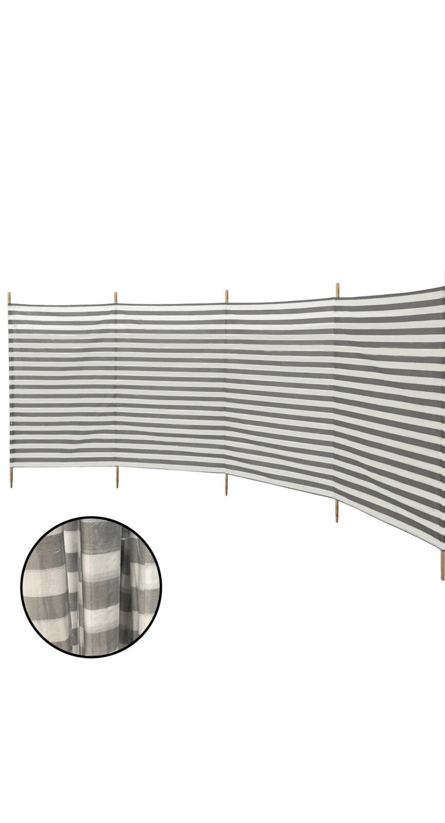 5 Pole Windbreaker Grey White Windbreak Holiday Camping Beach Sun Shade ...