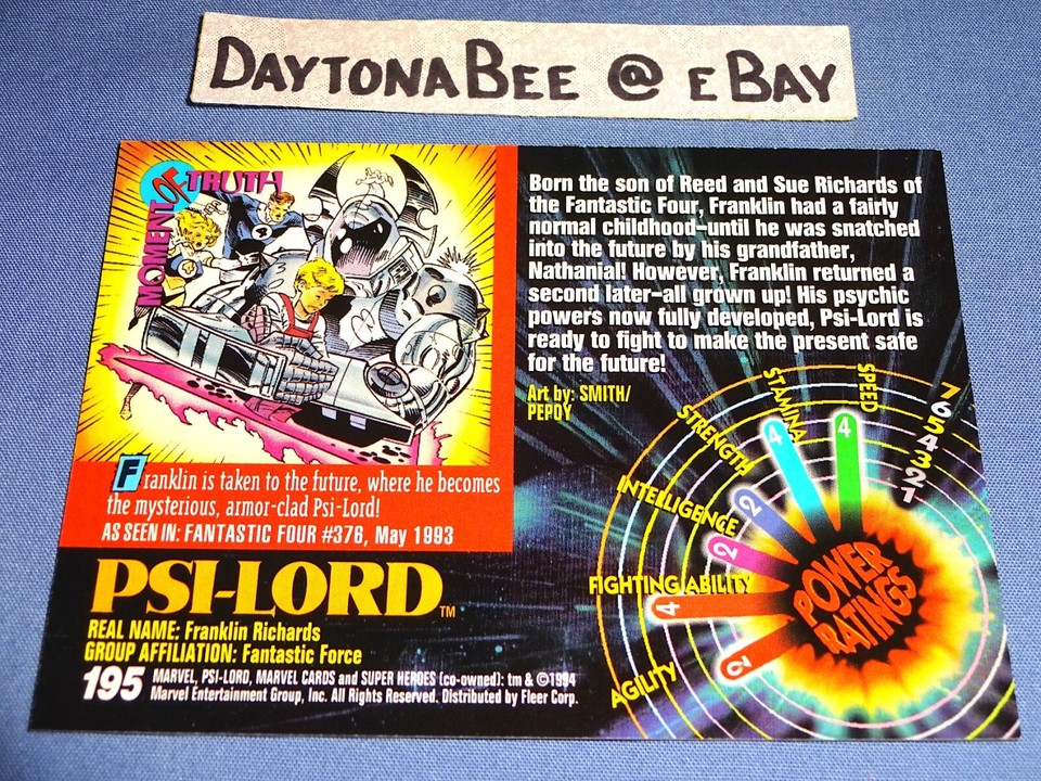 Marvel Universe 1994 #195 PSI-Lord Fleer Franklin Richards Fantastic Force Pepoy | eBay