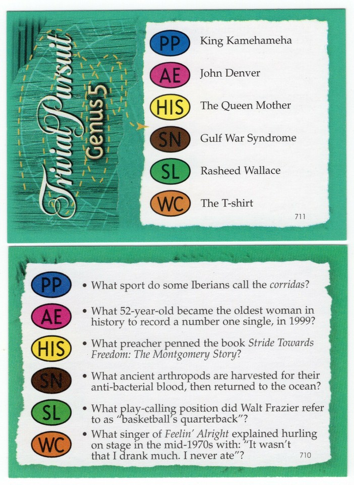 100 Trivial Pursuit Cards - You pick the edition! Genus and more! | eBay