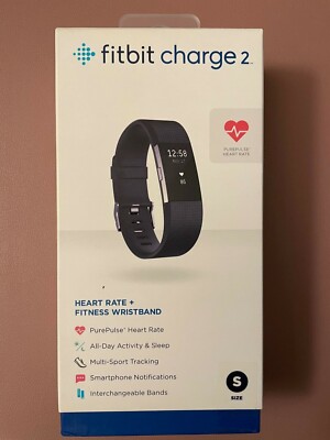 New Fitbit Charge 2 Heart Rate + Fitness Wristband Black Small ...