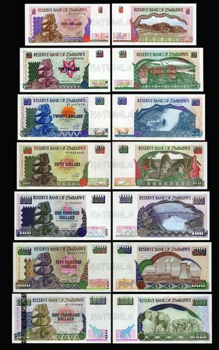 ZIMBABWE SET 7 Pcs 5,10,20,50,100,500 & 1000 Dollars 1994-03 P-5 to10 ...