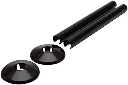 2 x Black Radiator Pipe Covers & 2 Collars 15mm Cover | eBay UK