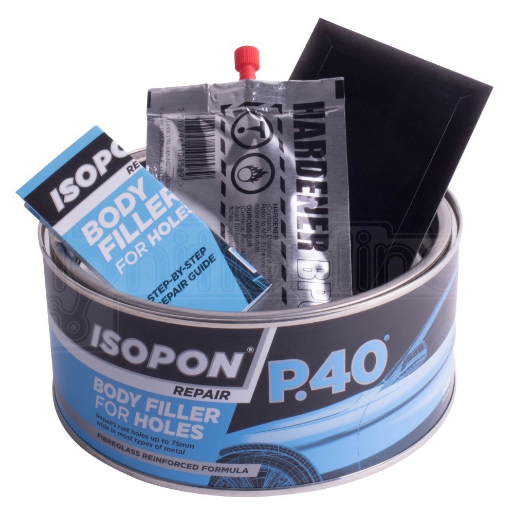2 x Davids Isopon P40 Fibre Glass Body Filler Compound Car Repair Paste ...