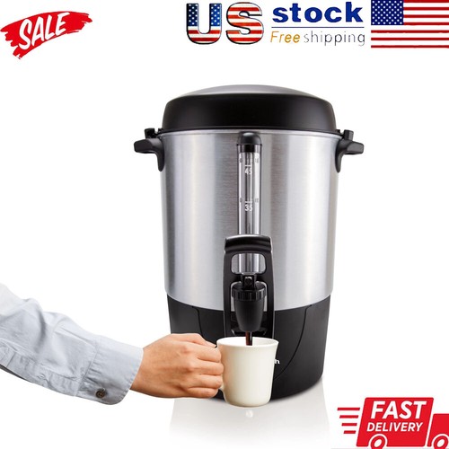 Coffee Urn 45 Cup Capacity W/ Water Level Window Dual Heaters Cool ...
