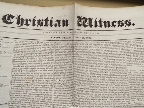 1835 Christian Witness Newspaper - Printed in Boston - Missionary News ...