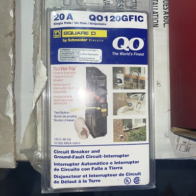 Square D QO120GFICP 120 VAC 20A Mini Ground Fault Circuit Breaker ...