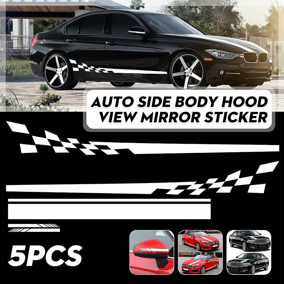 5PCS For Car Racing Long Stripe Sticker Side Body Vinyl Decal Stickers ...