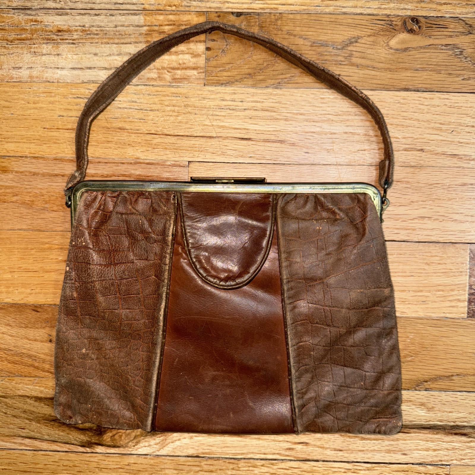 Vintage 1900s Victorian Alligator Leather Hand Bag Pu… - Gem