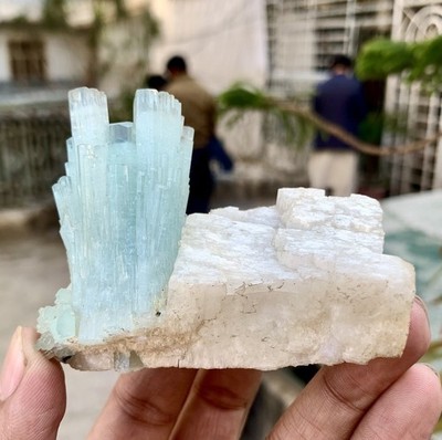 Top Grade Bunch Of Aquamarine Sky Blue Crystals On Matrix From Skardu ...