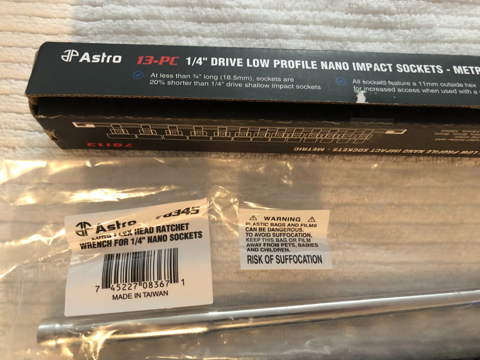 Astro Tools #78113,13 piece 1/4 drive nano impact socket set and ...