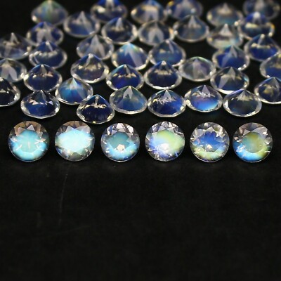Natural Multi Fire Rainbow Moonstone Lot 4x4 MM Round Shape Faceted ...