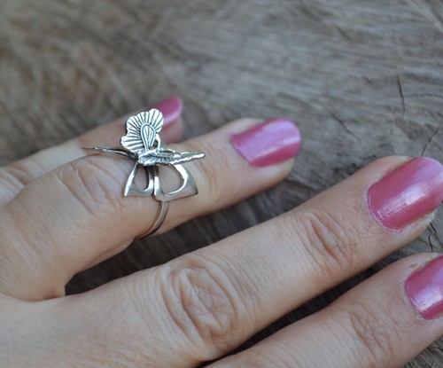Butterfly ring, sterling silver ring, silver butterfly ring, size 5.75 ...