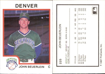 John Beuerlein 1987 ProCards #225 RC Card Denver Zephyrs | eBay