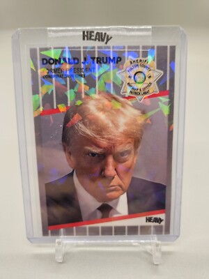 DONALD TRUMP 45th President MAGA MUGSHOT Heavy Trading Card Cracked Ice ...
