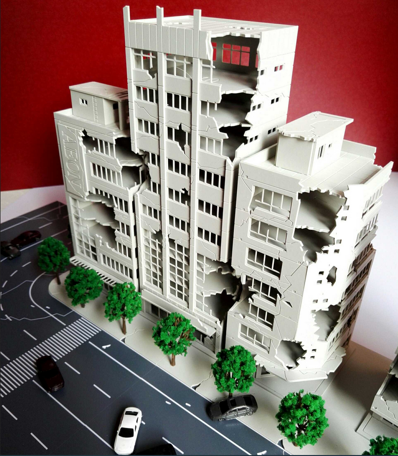 1:144 N Scale train sand table landscape DIY model Battle Damaged ...