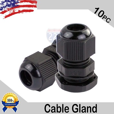10 Pcs PG9 Black Nylon Waterproof Cable Gland 4-8mm Dia. w/ Lock-Nut ...