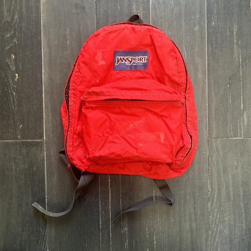 Vintage 80s JanSport Backpack Classic Zip Up School Bag Red MADE IN USA ...