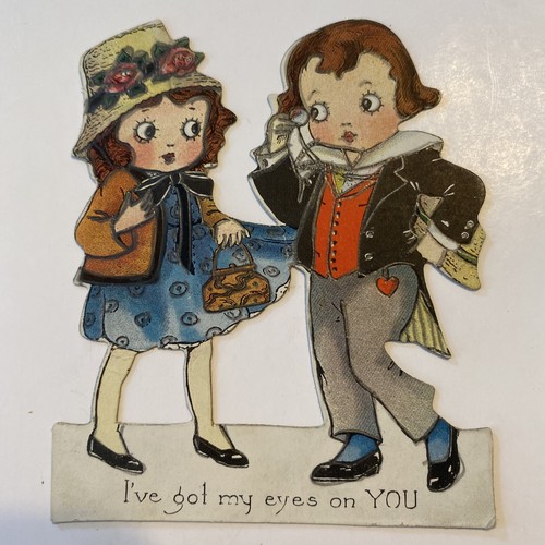 Vintage Valentine I’VE GOT MY EYES ON YOU Card Big Eyes Man Woman Tux ...