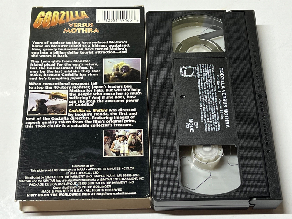 Godzilla Vs Mothra (Simitar VHS, 1998) EP Mode English Dub FREE ...