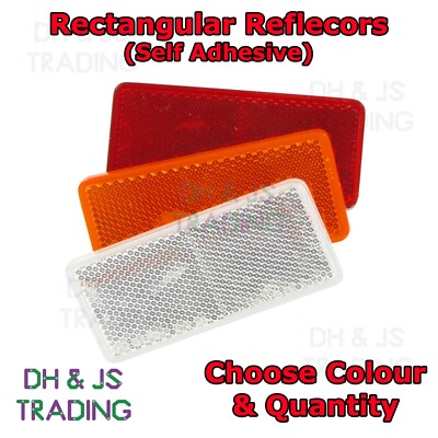 Rectangular Reflectors Red Amber Clear Adhesive Trailer Caravan (94mm x ...