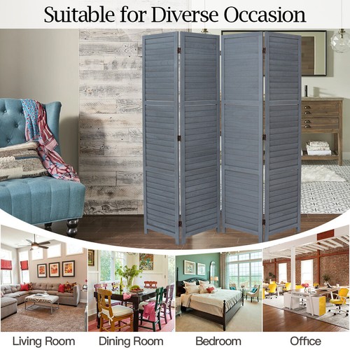 Wooden Slat Privacy Screen 3/4/6 Panels Folding Room Divider Partition ...