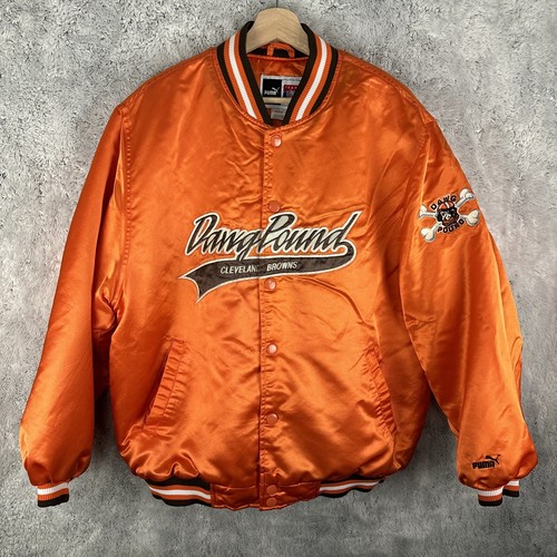 Mens Vintage Puma Cleveland Browns Dawg Pound Satin Bomber Jacket ...