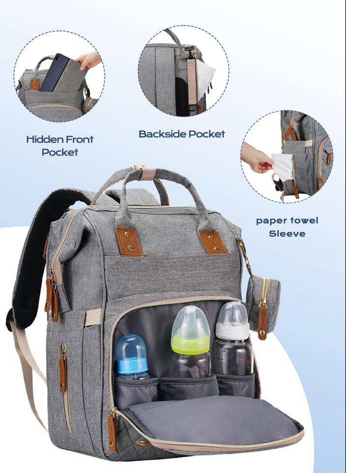 Diaper Bag Backpack - Large Capacity Waterproof Diaper Bag,Baby ...