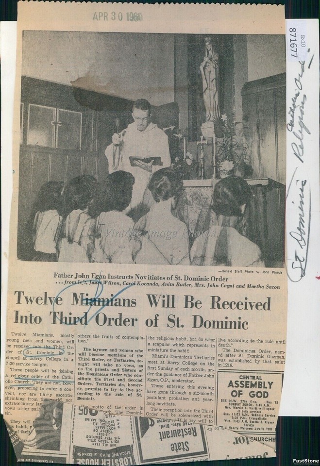 1960 Photo St Dominic Catholic Church Father John Egan Miami Religious ...