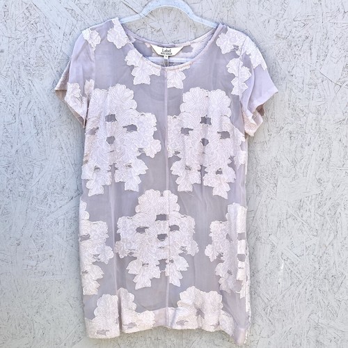 NWT Label by Ritu Kumar Distressed Floral Appliqué Woven Basic Shift ...
