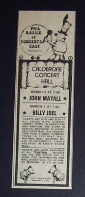 Billy Joel Streetlife Serenade Era Calderone Concert Hall NY 1975 Sm ...