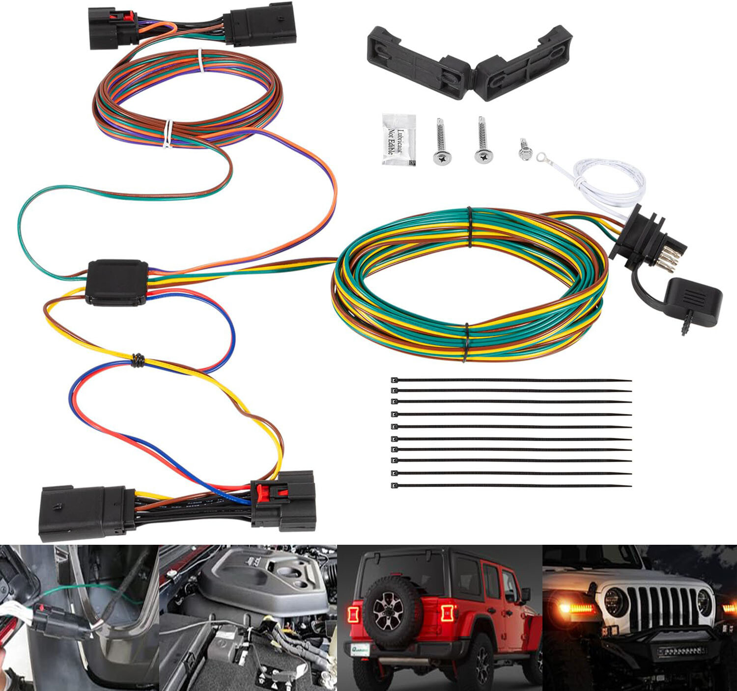 BX88368 Towing Wiring Harness Kit For 2018-24 Jeep Wrangler JL 2020-24 Gladiator | eBay