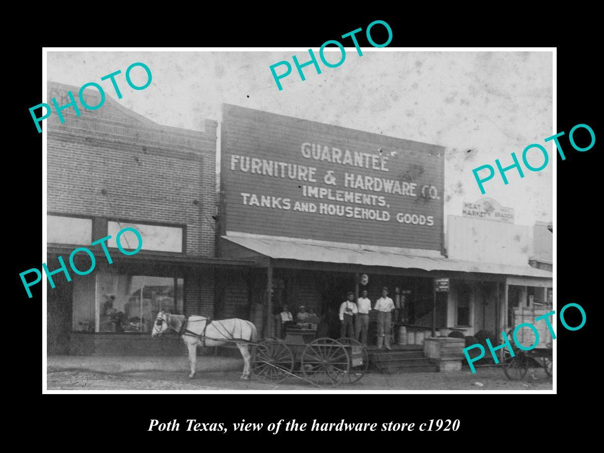 OLD 8x6 HISTORIC PHOTO OF POTH TEXAS VIEW OF THE HARDWARE STORE c1920 ...