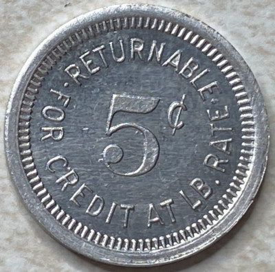 Returnable for Credit at Lb Rate 5 Cent Anillo Restrike Arcade Trade ...