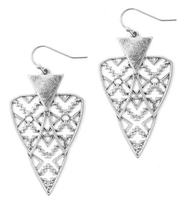 Silver-tone Metal Filigree Triangle Drop Earrings for Women Casual | eBay