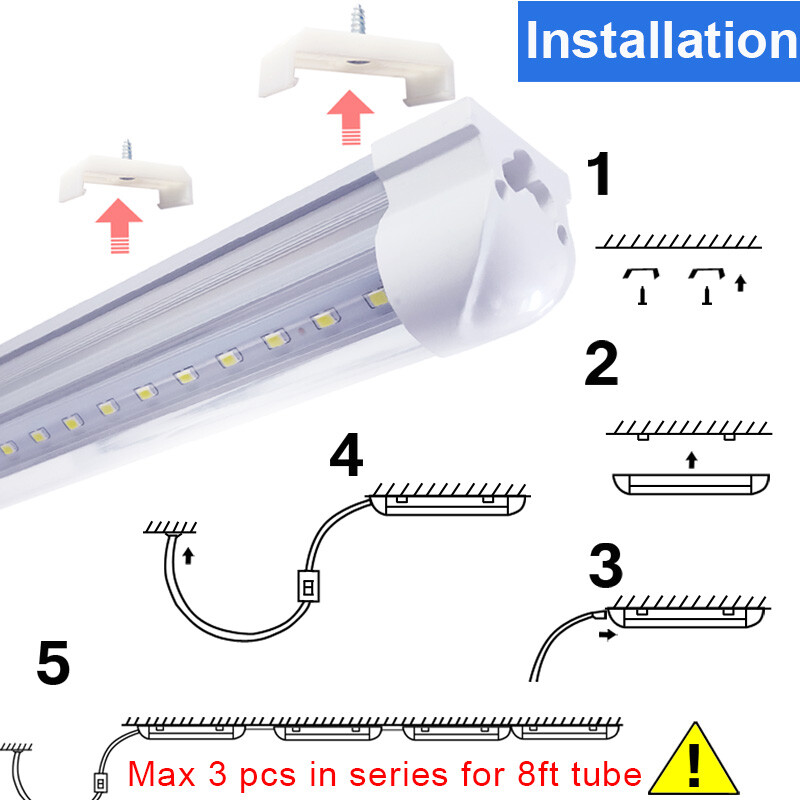 T8 8FT LED Shop Lights Linkable Fixture 144W LED Garage Light High ...