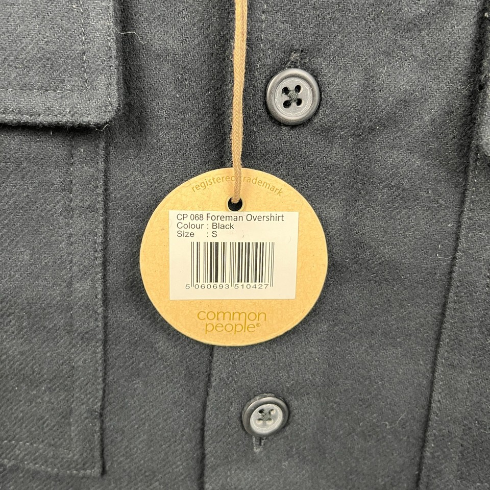 Common People Shirt Mens Small Black Foreman Overshirt Shacket Button ...