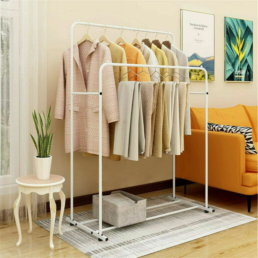 Heavy Duty Double Clothes Rail Rack Garment Hanging Display Stand 4 ...